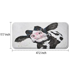 SHUSTARY Cow Kitchen Rugs,Cute Farmhouse Animal Non-Slip Anti Fatigue Mat The Looking at You Sideways Funny Farm Animals Comfort Floor Mats Oil Stain Resistant Easy to Clean Rug, 17.7x47.2 inches