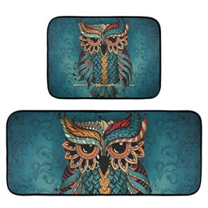 boenle dark colored owl kitchen rugs and mats non skid washable kitchen rug set 2 piece carpet ergonomic comfort standing mat for kitchen,bathroom, laundry