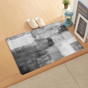 grey white abstract antifatigue kitchen bath door mat cushioned runner rug,washable welcome floor sink mat,modern geometric painting artwork waterproof & non-slip comfort standing doormat,18"x30"