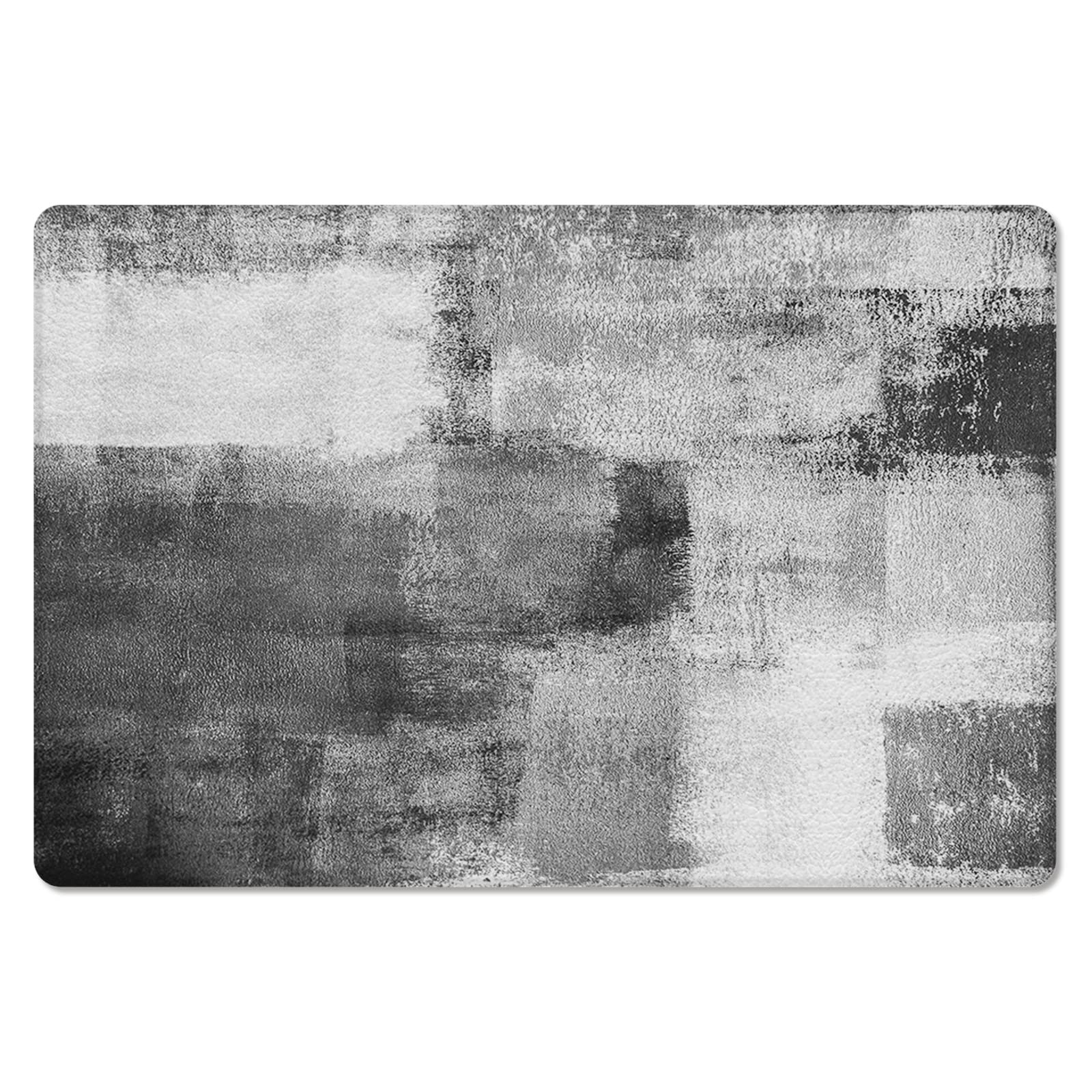 Grey White Abstract Antifatigue Kitchen Bath Door Mat Cushioned Runner Rug,Washable Welcome Floor Sink Mat,Modern Geometric Painting Artwork Waterproof & Non-Slip Comfort Standing Doormat,18"x30"