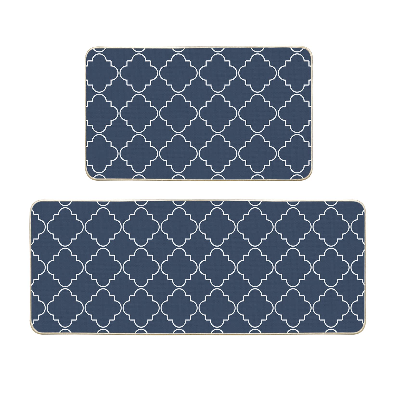 Artoid Mode Non-Slip Kitchen Mats Set of 2, Absorbent Washable Kitchen Mats and Rugs for Kitchen Floor Home, Office, Sink Blue - 17x29 and 17x47 Inch