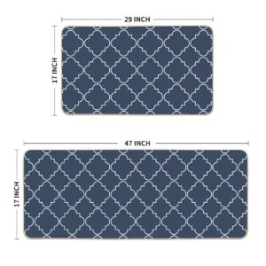 Artoid Mode Non-Slip Kitchen Mats Set of 2, Absorbent Washable Kitchen Mats and Rugs for Kitchen Floor Home, Office, Sink Blue - 17x29 and 17x47 Inch