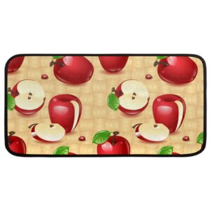 Kitchen Rugs Apples Plaid Check Anti Fatigue Memory Foam Floor Mat Non-Skip Cushioned Absorbent Kitchen Runner Rug for Entryway Hallway Farmhouse Bathroom Dining Room 39x20 in