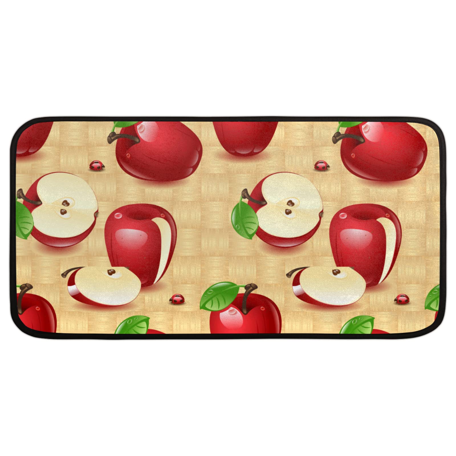 Kitchen Rugs Apples Plaid Check Anti Fatigue Memory Foam Floor Mat Non-Skip Cushioned Absorbent Kitchen Runner Rug for Entryway Hallway Farmhouse Bathroom Dining Room 39x20 in