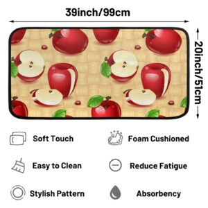 Kitchen Rugs Apples Plaid Check Anti Fatigue Memory Foam Floor Mat Non-Skip Cushioned Absorbent Kitchen Runner Rug for Entryway Hallway Farmhouse Bathroom Dining Room 39x20 in