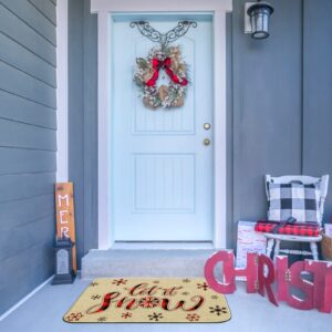 Merry Christmas Kitchen Rugs Set of 2 Black Red Buffalo Plaid Farmhouse Decorative Rubber Backing Xmas Holiday Floor Mat Anti-slip Let It Snow Decorations for Indoor Outdoor Home 17x28 and 17x47 Inch