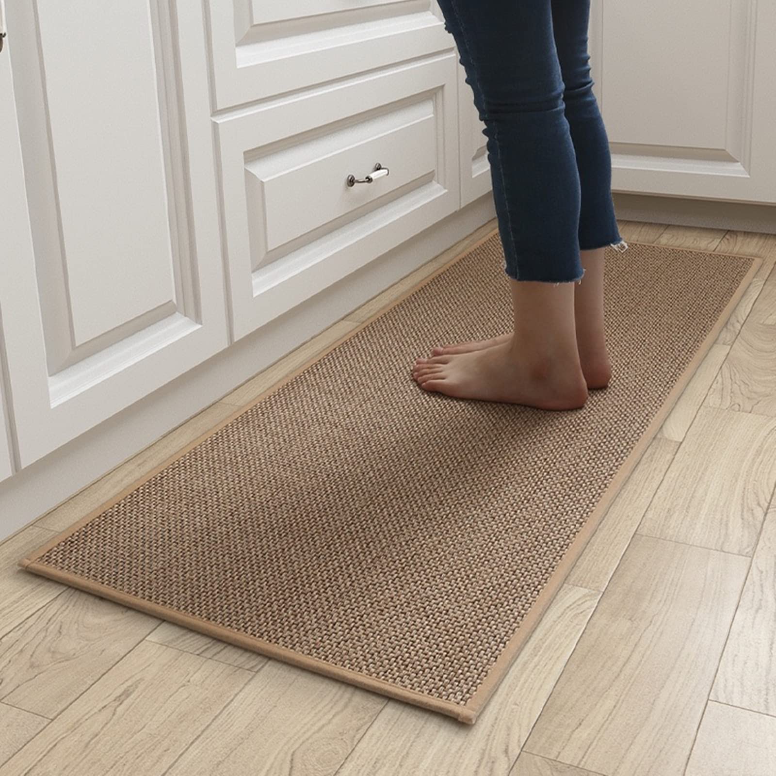 GAMUKAI Kitchen Rugs and Mats Washable Non-Skid Natural Rubber Kitchen Mats for Floor Runner Rugs for Kitchen Floor Front of Sink, Hallway, Laundry Room (Beige, 24'' x 36'')