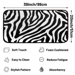 Animal Zebra Print Long Floor Mat Washable Area Rug Pads Kitchen Rug Doormat Carpet for Living Room Indoor Outdoor Bathroom Entryway