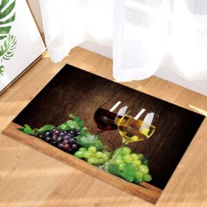 grape wine vintage brown wooden board bath mats non-slip absorbent soft plush doormat decor bathroom rugs for kitchen bedroom floor mat 24" x 16"