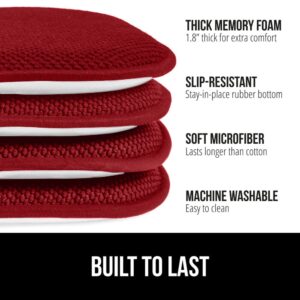 Gorilla Grip Antifatigue Mat Set of 2 and Chair Pads Set of 2, Antifatigue Mats Size 17x59 and 17x29, Supportive Memory Foam, Chair Cushion Size 16x16, Microfiber, Both in Red, 2 Item Bundle