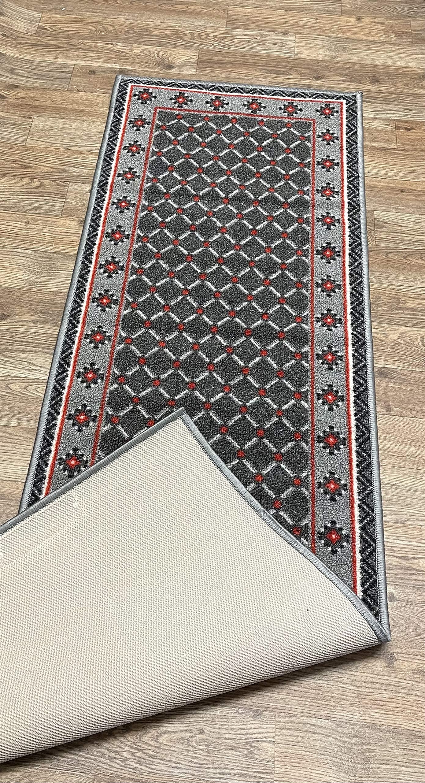 Gloria Kitchen Mat Low Profile Non Slip Skid Resistant Thin Kitchen Runner Rugs (2x7, 1992-Gray)