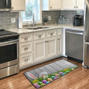 kitchen rugs runner easter bunny ears flowers wood doormat bath rugs non slip area rugs for bathroom kitchen indoor 39" x 20"