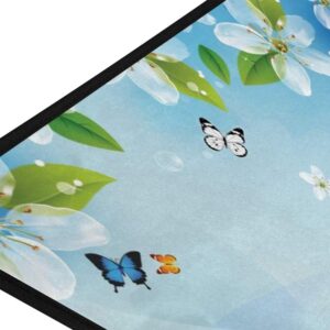 Generic Kitchen Rugs Floor Standing Mats Anti-Fatigue Non Slip Cushioned Sink Office Desk Laundry ?Blue Butterflies Flowers Area Rugs Water Absorbent Balcony Porch Home Decor 39x20 inch Style4