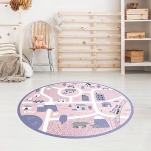 Blue Anchor Round Area Rug Spa Mat Runner, Non-Slip & Absorbent Accent Rug, Washable Chair Mat for Vanity Bathtub Shower Entryway Patio Porch 24" Diameter