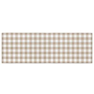 Kitchen Runner Rug, Country Rural Style Khaki and White Gingham Buffalo Check Non Slip Runner Carpet Door Mats Floor Mat for Laundry Bedside Bathroom Bedroom 15.7"X47.2"