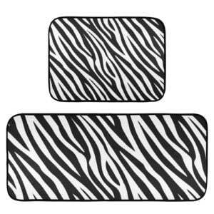 bulletgxll kitchen mats 2 piece set zebra print non skid washable comfort standing mat sink floor rugs for kitchen, bathroom, living room, office, laundry