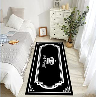 Kitchen Rugs and Mats Non Skid Washable Super Absorbent Microfiber Kitchen Mat Modern Non Slip Runner Carpets Black and White Crown Kitchen Rugs for Floor, Kitchen, Bedroom, Sink, Laundry (2 pcs)