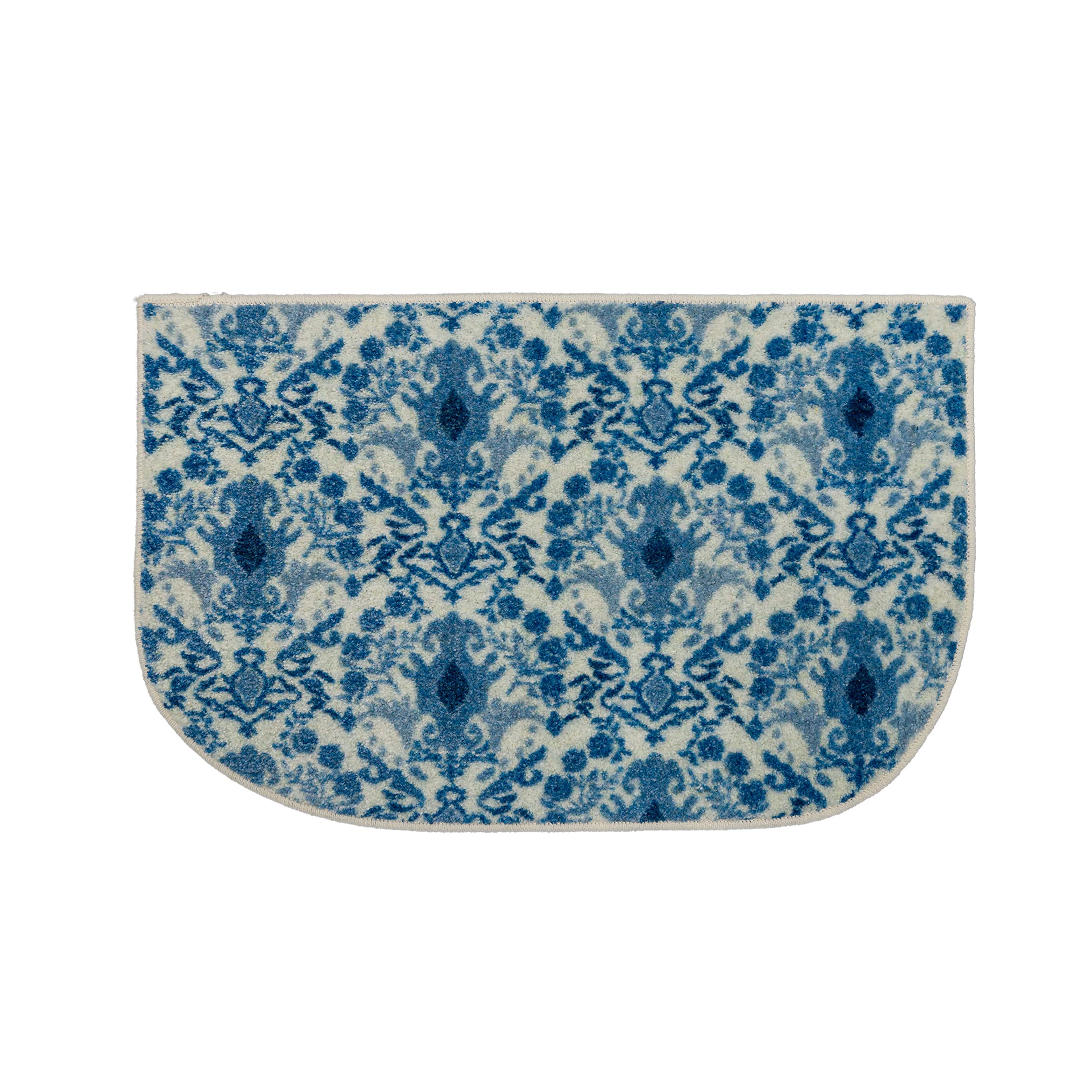 Mohawk Home Damask Tile Casual Ornamental Navy Blue 1' 8" x 2' 6" Kitchen Mat Perfect for Living Room, Dining Room, Office