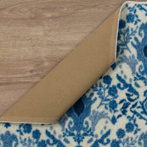 Mohawk Home Damask Tile Casual Ornamental Navy Blue 1' 8" x 2' 6" Kitchen Mat Perfect for Living Room, Dining Room, Office