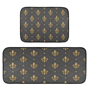 gold fleur de lis kitchen mats kitchen rugs runner laundry rug non slip floor door mats soft doormats carpet home decor set of 2