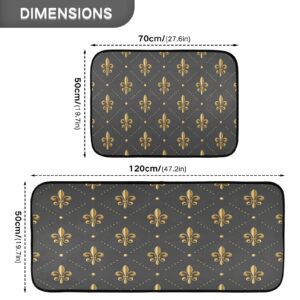 Gold Fleur De Lis Kitchen Mats Kitchen Rugs Runner Laundry Rug Non Slip Floor Door Mats Soft Doormats Carpet Home Decor Set of 2