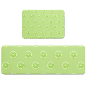 kitchen rugs and mats summer farm lemons 2 piece comfort standing floor mat non slip absorbent doormats for laundry/bathroom/bedroom decor pastoral fruits on green