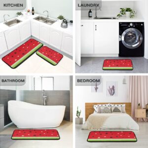 ALAZA Watermelon Red Fruit 2 Piece Kitchen Rug Floor Mat Set Runner Rugs Non-Slip for Kitchen Laundry Office 20" x 28" + 20" x 48"