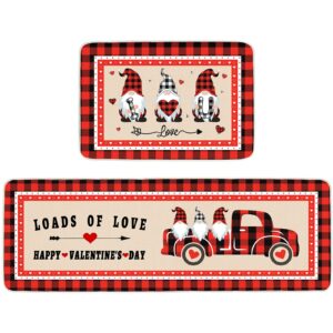 svepndic buffalo plaid mats set of 2 valentine's day kitchen rugs gnome decorative doormat seasonal holiday wedding party profile floor mat for home kitchen