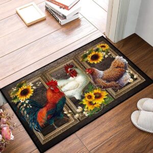 doormat bath rugs non slip chicken lovely sunflowers washable cover floor rug absorbent carpets floor mat home decor for kitchen bathroom bedroom (16x24)