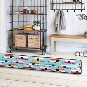 Happy Camper Caravan Kitchen Rug Runner Rug Doormat Bath Mat Area Rug Non-Slip Carpet for Kitchen Living Bedroom 72 x 24 Inch