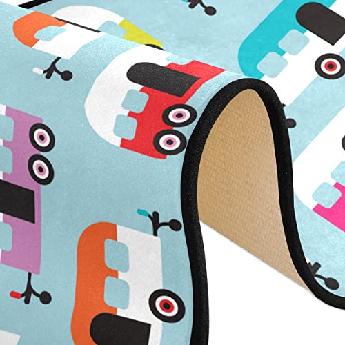 Happy Camper Caravan Kitchen Rug Runner Rug Doormat Bath Mat Area Rug Non-Slip Carpet for Kitchen Living Bedroom 72 x 24 Inch