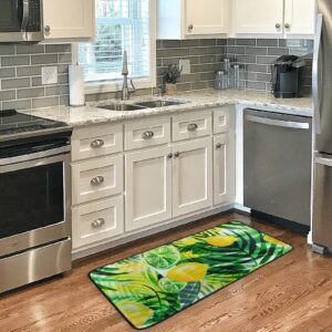 green leaves palms fruit citrus orange lime lemon kitchen rug floor mat anti fatigue kitchen mats 39 x 20 in non slip absorbent cushion comfort standing mat carpet for home decor