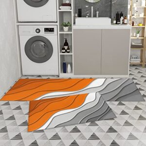 Teamery Kitchen Mats for Floor, Orange Grey Ombre Abstract Beach Kitchen Rugs, Kitchen Organization Anti-Fatigue Kitchen Mat, Kitchen Decor Runner Rug Room Decor Standing Desk Mats