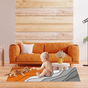 Teamery Kitchen Mats for Floor, Orange Grey Ombre Abstract Beach Kitchen Rugs, Kitchen Organization Anti-Fatigue Kitchen Mat, Kitchen Decor Runner Rug Room Decor Standing Desk Mats