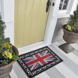 Ambesonne Union Jack Doormat, Mosaic Tiles Inspired Design British Flag National Identity Culture, Rectangle Entryway Welcome Mat for Front Door & Backyard, 17.3" x 29.3", Royal Blue Red White