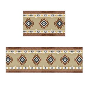 Kitchen Mat 2PCS, Bohemia Geometric Southwest Native Kitchen Rugs for Kitchen Organization, Home Decor Anti-Fatigue Kitchen Floor Mats Non-Slip Kitchen Decor Runner Rug, Room Decor Standing Desk Mats