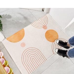 Indoor Doormat Boho Sun Mid Century Abstract Geometric,Shaggy Floor Mat with Non-Skid Backing Modern Minimalist Art,Machine Washable Plush Area Rug Carpets for Kitchen Nursery Bedroom 20x3in