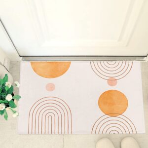 Indoor Doormat Boho Sun Mid Century Abstract Geometric,Shaggy Floor Mat with Non-Skid Backing Modern Minimalist Art,Machine Washable Plush Area Rug Carpets for Kitchen Nursery Bedroom 20x3in