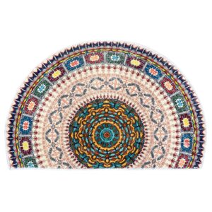 yhnujmik half round kitchen anti-slip bath rug kitchen floor mat indoor entrance room door mat boho art pattern rug suitable for kitchen, living room, bedroom, bohemian bathroom doorway