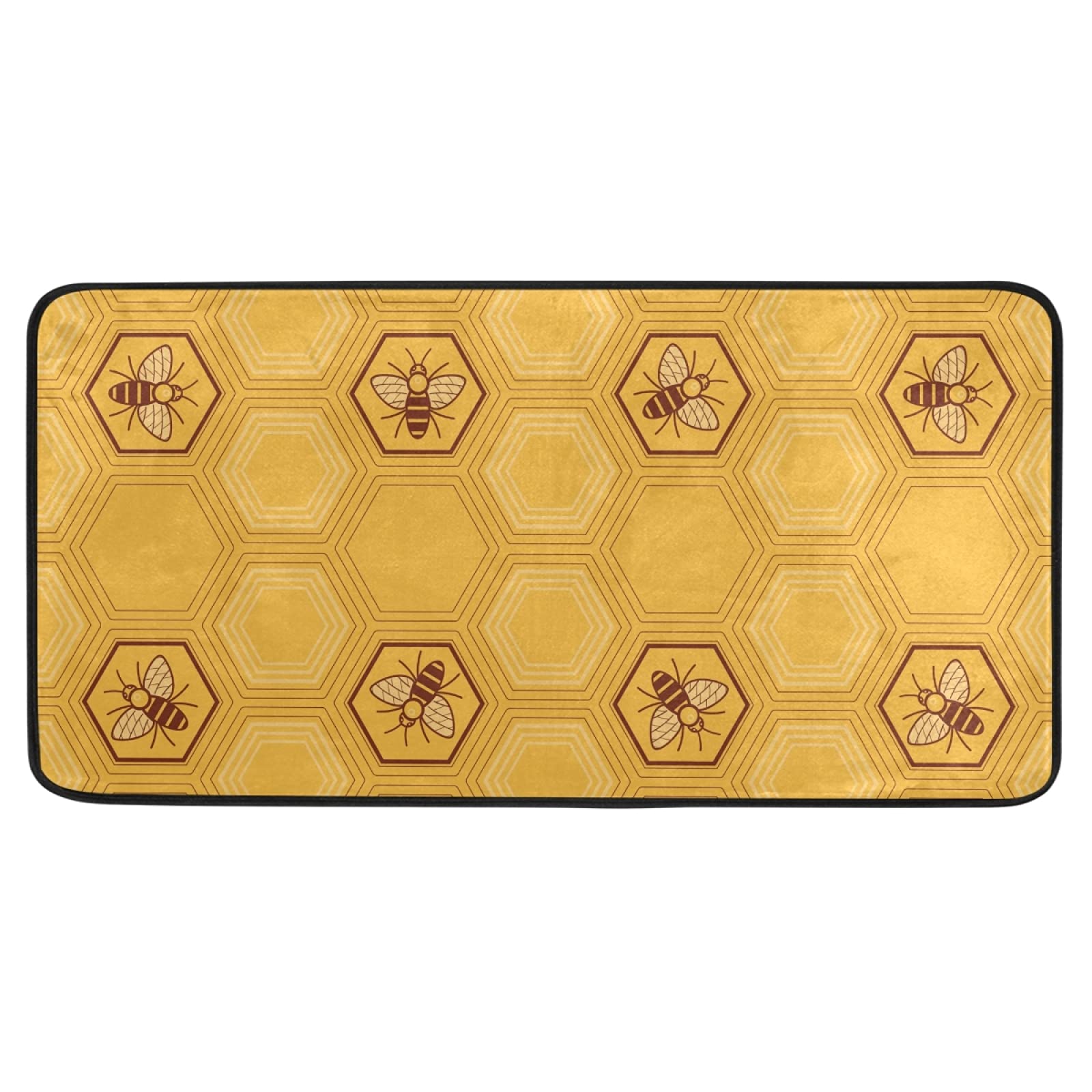 Yellow Bee Honeycomb Hive Kitchen Rug Floor Mat Anti Fatigue Kitchen Mats 39 x 20 in Non Slip Absorbent Cushion Comfort Standing Mat Carpet for Home Decor