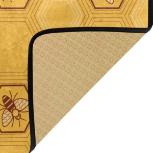 Yellow Bee Honeycomb Hive Kitchen Rug Floor Mat Anti Fatigue Kitchen Mats 39 x 20 in Non Slip Absorbent Cushion Comfort Standing Mat Carpet for Home Decor