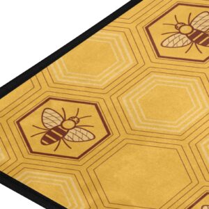 Yellow Bee Honeycomb Hive Kitchen Rug Floor Mat Anti Fatigue Kitchen Mats 39 x 20 in Non Slip Absorbent Cushion Comfort Standing Mat Carpet for Home Decor