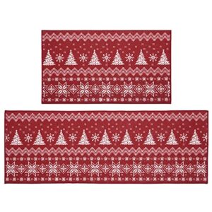 caromio machine washable kitchen mat christmas kitchen runner mat sets non skid kitchen floor mats for kitchen laundry sink under door, 17"x29"+17"x47"