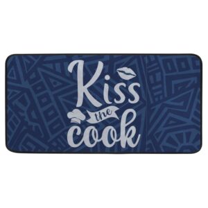 kitchen mat non-slip kitchen rug kiss cook unique geometric kitchen doormat runner rug for home decor，39 x 20 inch