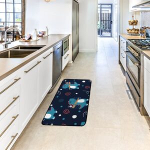 Kitchen Mat Rug Comfort Standing Mat Dinosaur Baseball Cartoon Soft Absorbent Runner Rug for Hallway Entryway Bathroom 39x20 inch