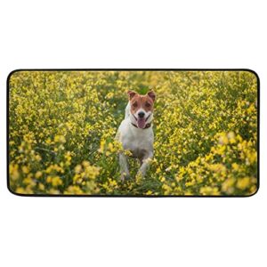 kitchen mat rug comfort standing mat yellow flower dog soft absorbent runner rug for hallway entryway bathroom 39x20 inch