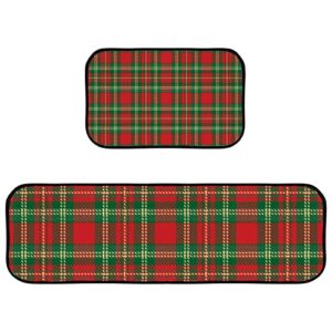 vantaso kitchen floor mat rug tartan check christmas plaid set of 2 cushioned non-slip comfort runner rugs