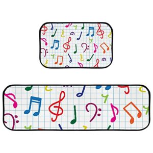 vantaso kitchen floor mat rug music notes set of 2 cushioned non-slip comfort runner rugs