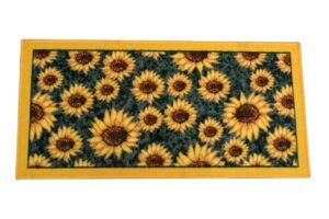 kashi home kitchen rug, printed area rug, durable floor, door mat, farmhouse non-slip carpet latex backing beautiful design, sunflower 20x40 rectangle