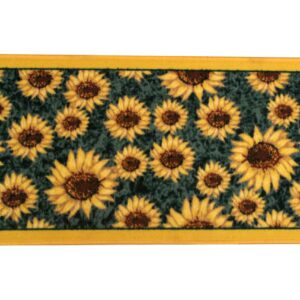 Kashi Home Kitchen Rug, Printed Area Rug, Durable Floor, Door Mat, Farmhouse Non-Slip Carpet Latex Backing Beautiful Design, Sunflower 20x40 Rectangle